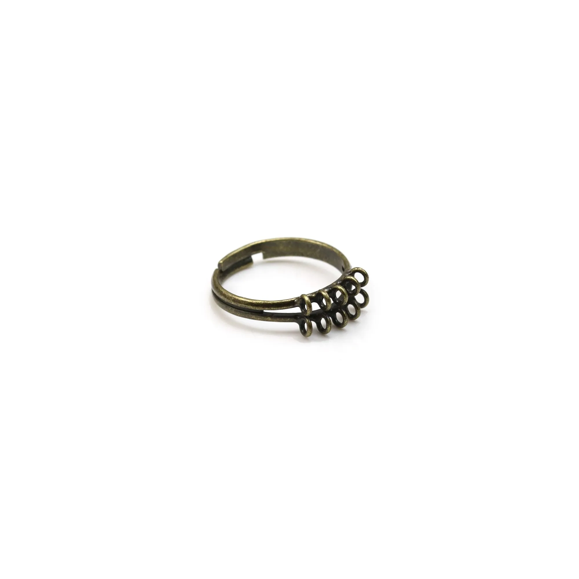 Adjustable ring in bronze color, 10 rings x 1pc - ring in silver color